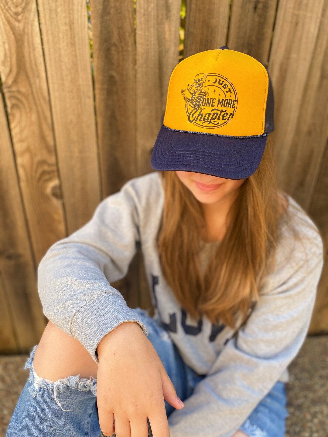 One More Chapter Trucker Hat, Navy & Gold, Cute Trucker Hat, Road Trip ...