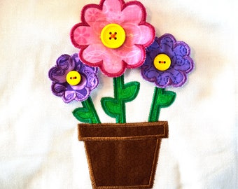 Applique Flower Pot - Etsy