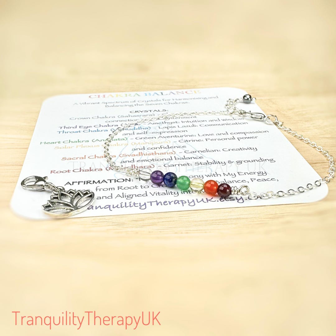 Chakra Gemstone Anklet: Lotus Charm, Meditation Jewelry - Etsy