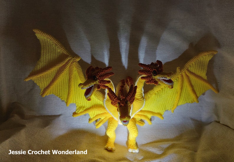 Crochet King Ghidorah the Gold Dragon English Crochet - Etsy