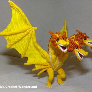 Crochet King Ghidorah, the Gold Dragon~ English Crochet Pattern for ...