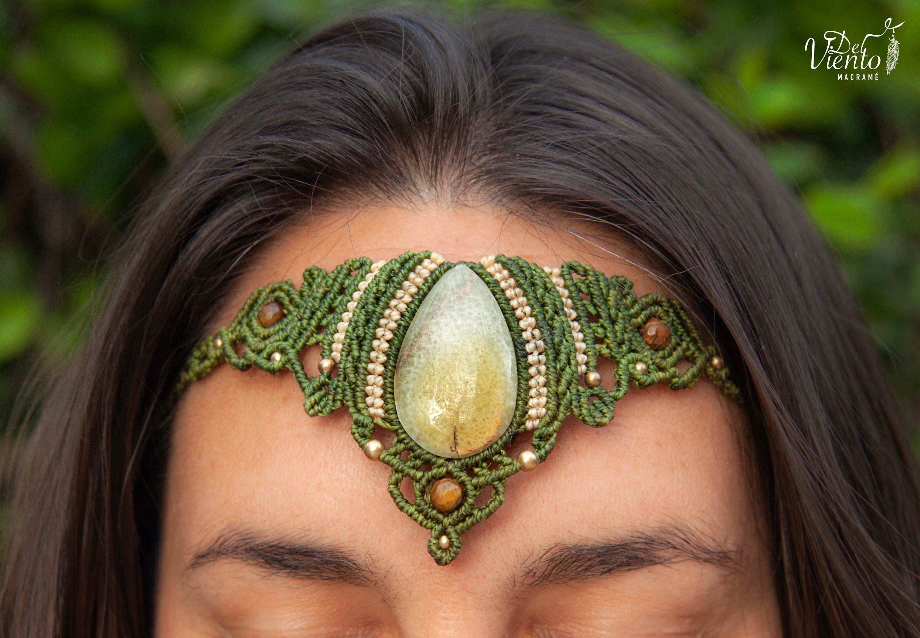 Collar o Tiara de macrame con Onix amarillo de Argentina | Etsy