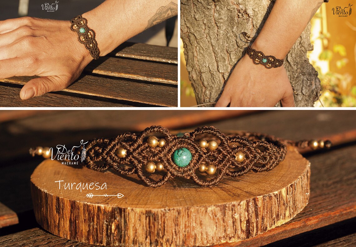 Pulseras de macramé con piedra Bohemian macrame bracelets - Etsy España