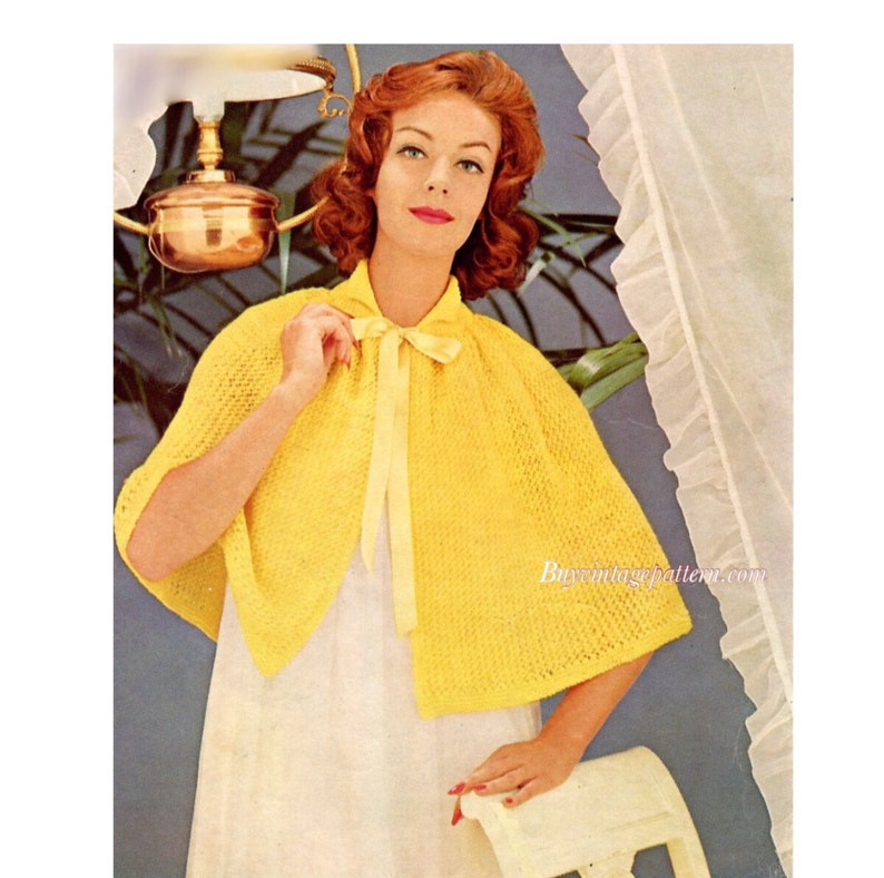 Vintage Yellow Bed Cape Knitting Pattern Downloadable PDF English - Etsy