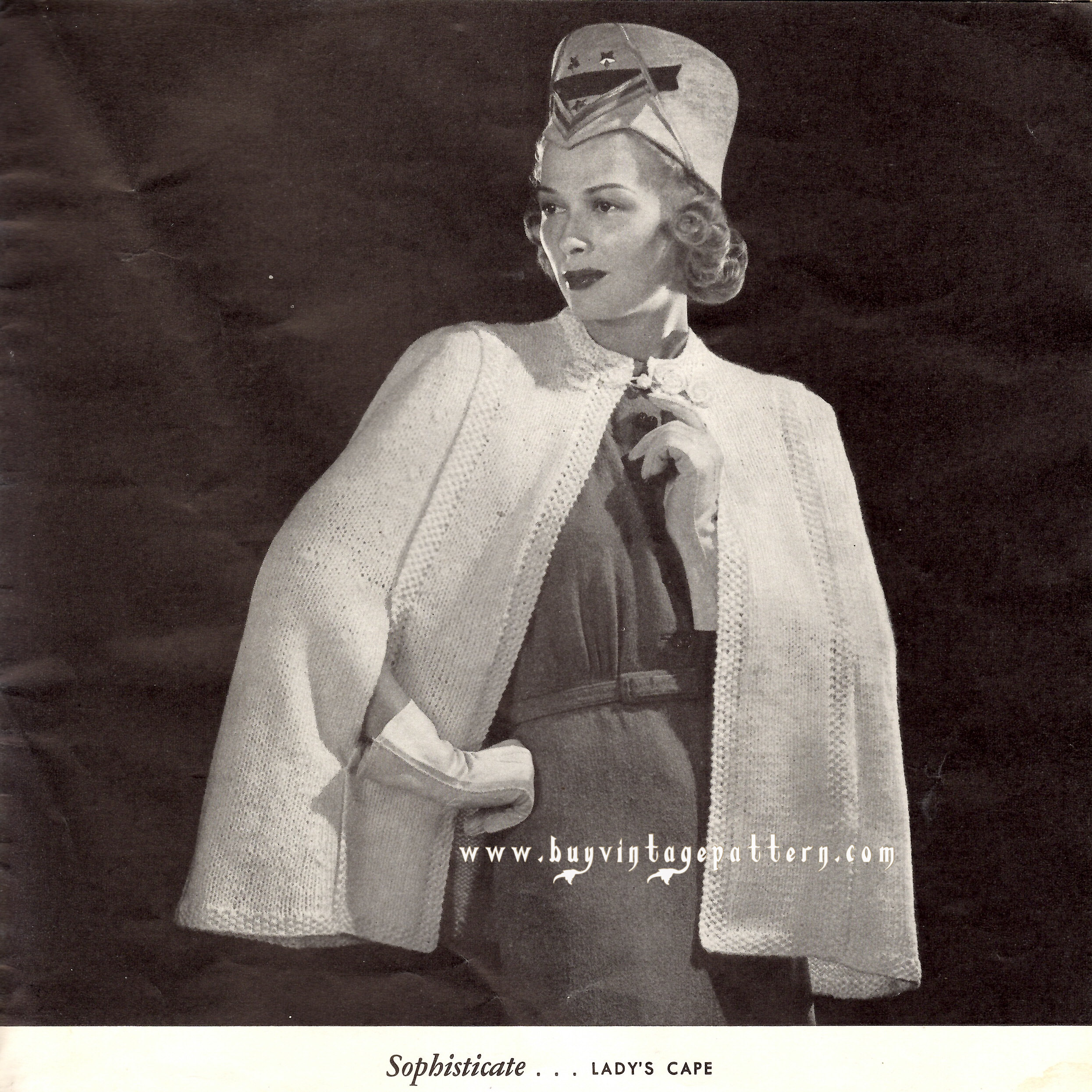 Vintage Ladys Cape Knitting Pattern in PDF Instant Download Version ...