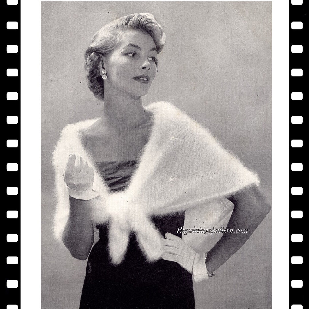 Vintage Angora Wedding Wrap Knitting Pattern in PDF Instant Download ...