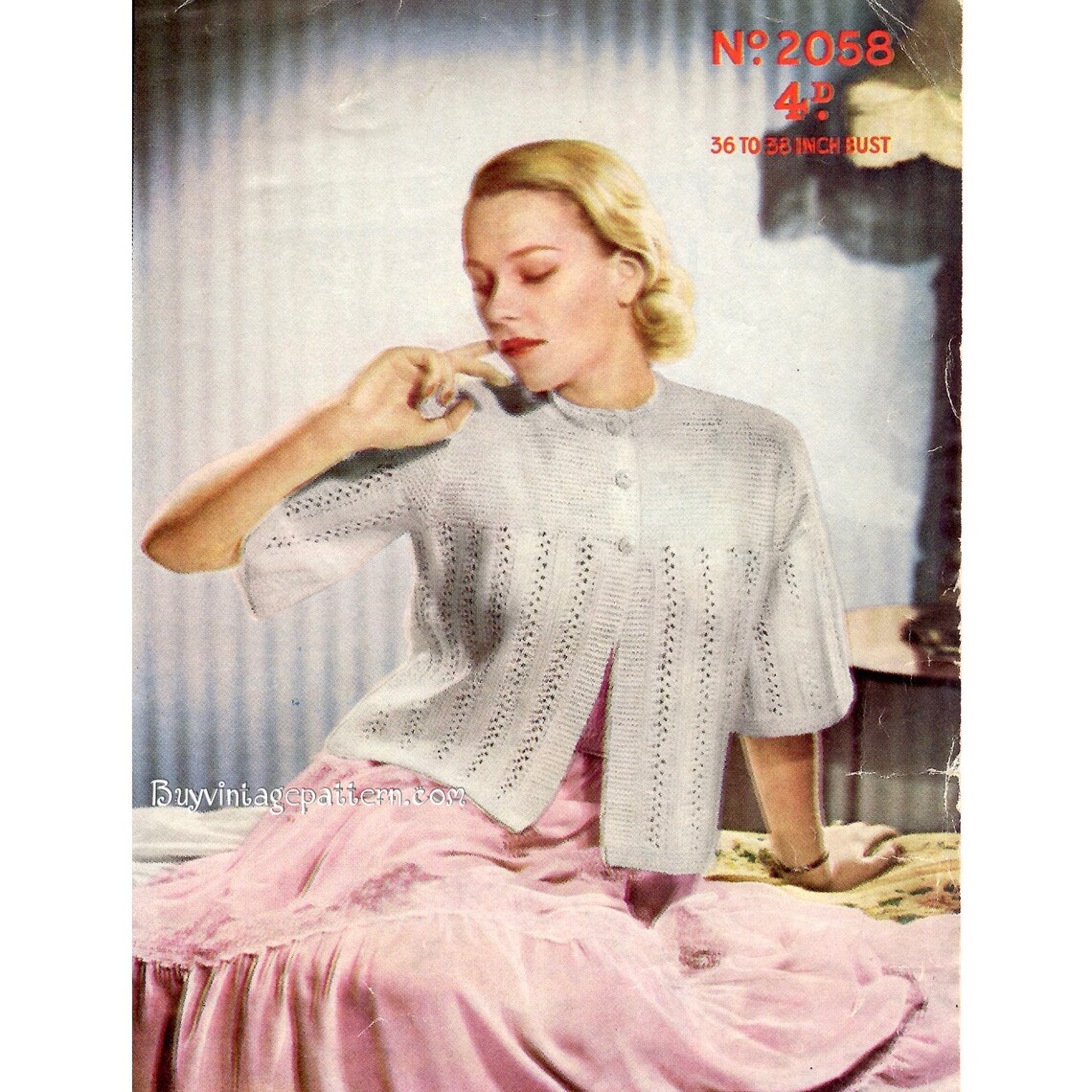 Vintage Bed-jacket Knitting Pattern in PDF Instant Download Version ...