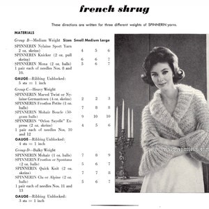 Vintage French Shrug Knitting Pattern in PDF Instant Download - Etsy