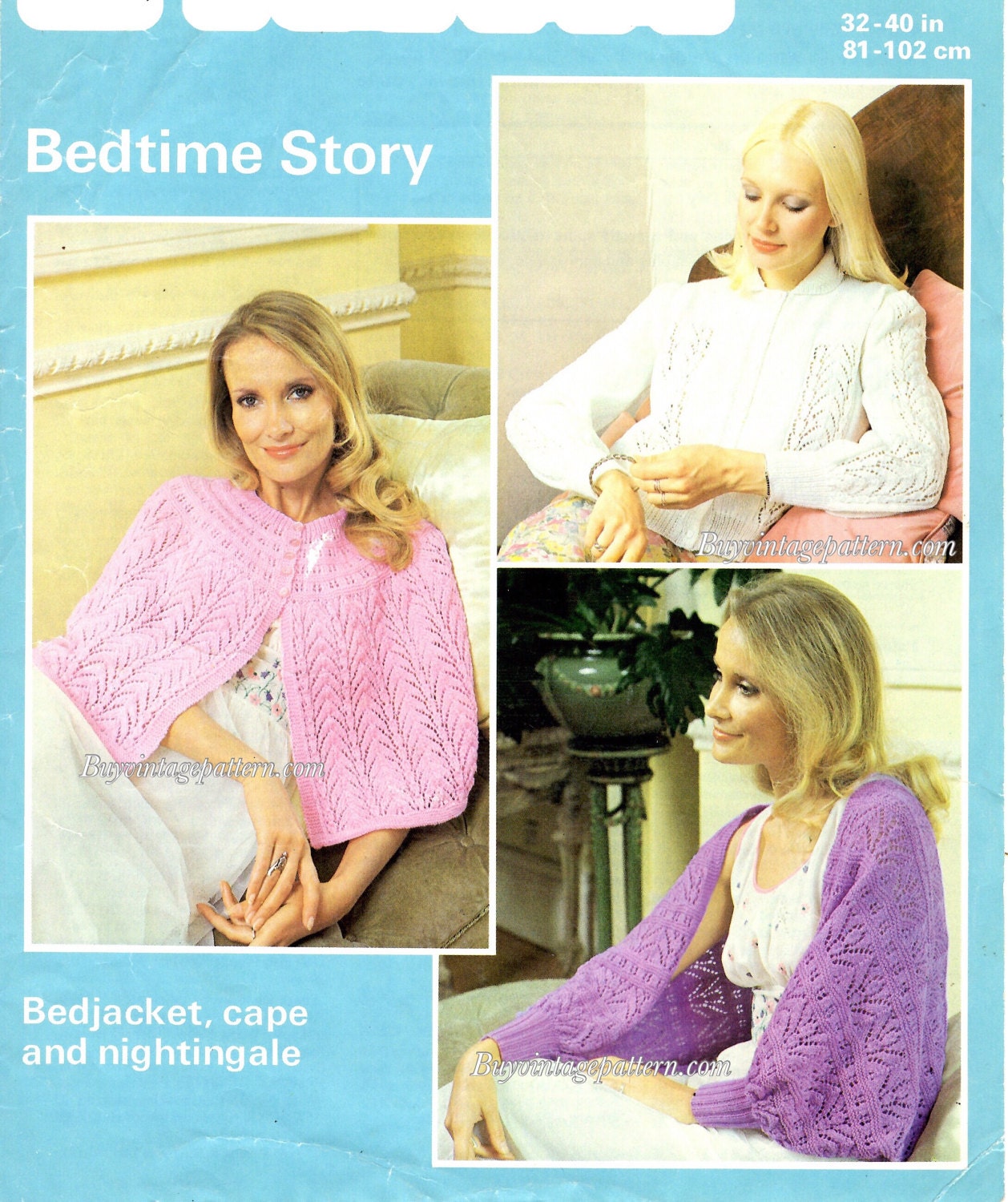 Vintage Bed Jacket , Bed Shrug and Bed Cape Knitting Patterns in PDF ...