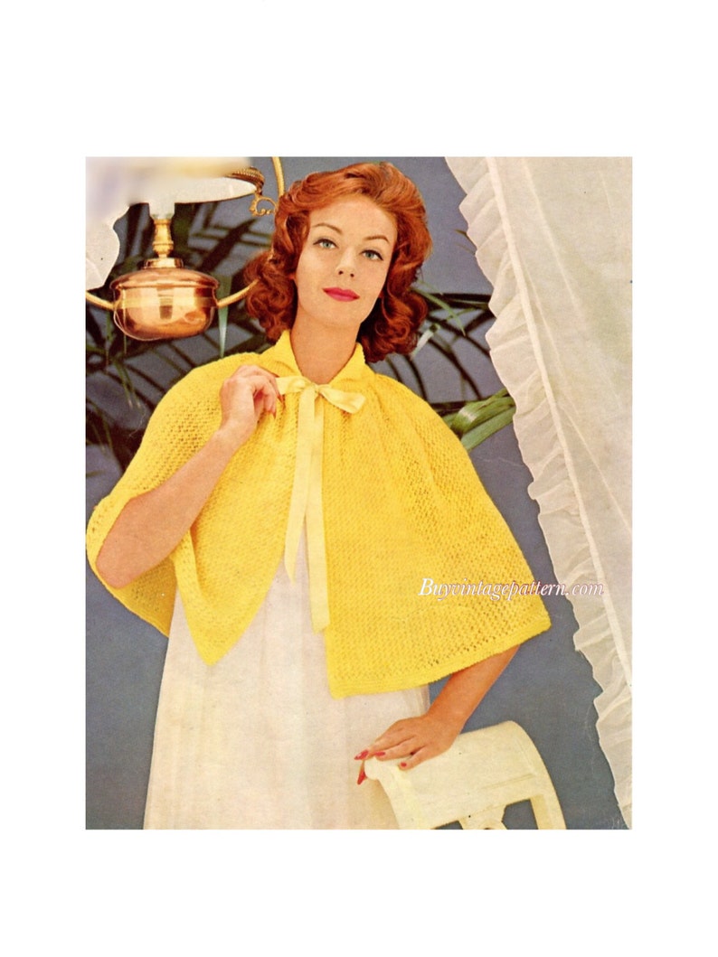 Vintage Yellow Bed Cape Knitting Pattern Downloadable PDF English - Etsy