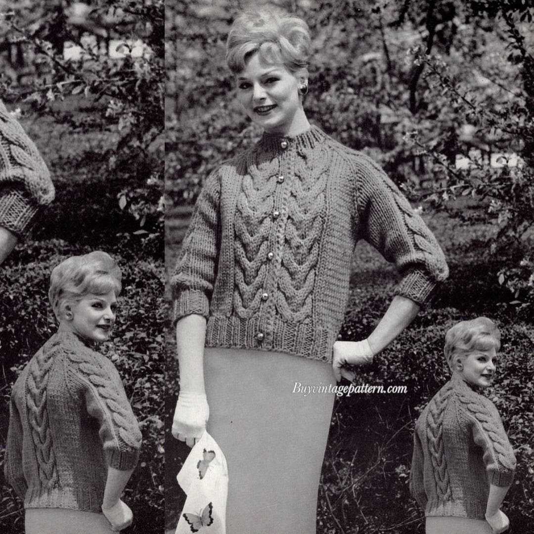 Vintage Cable Jacket Knitting Pattern in PDF Instant Version , PDF ...