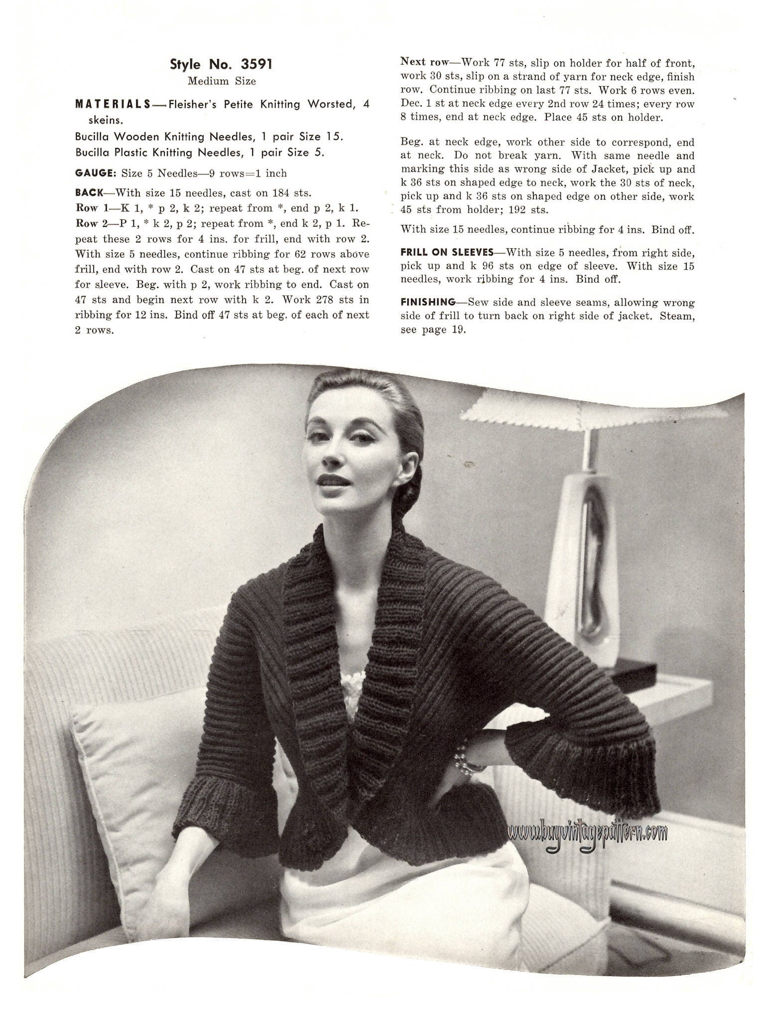 Vintage Bed Jacket PDF Knitting Pattern in Instant Download - Etsy