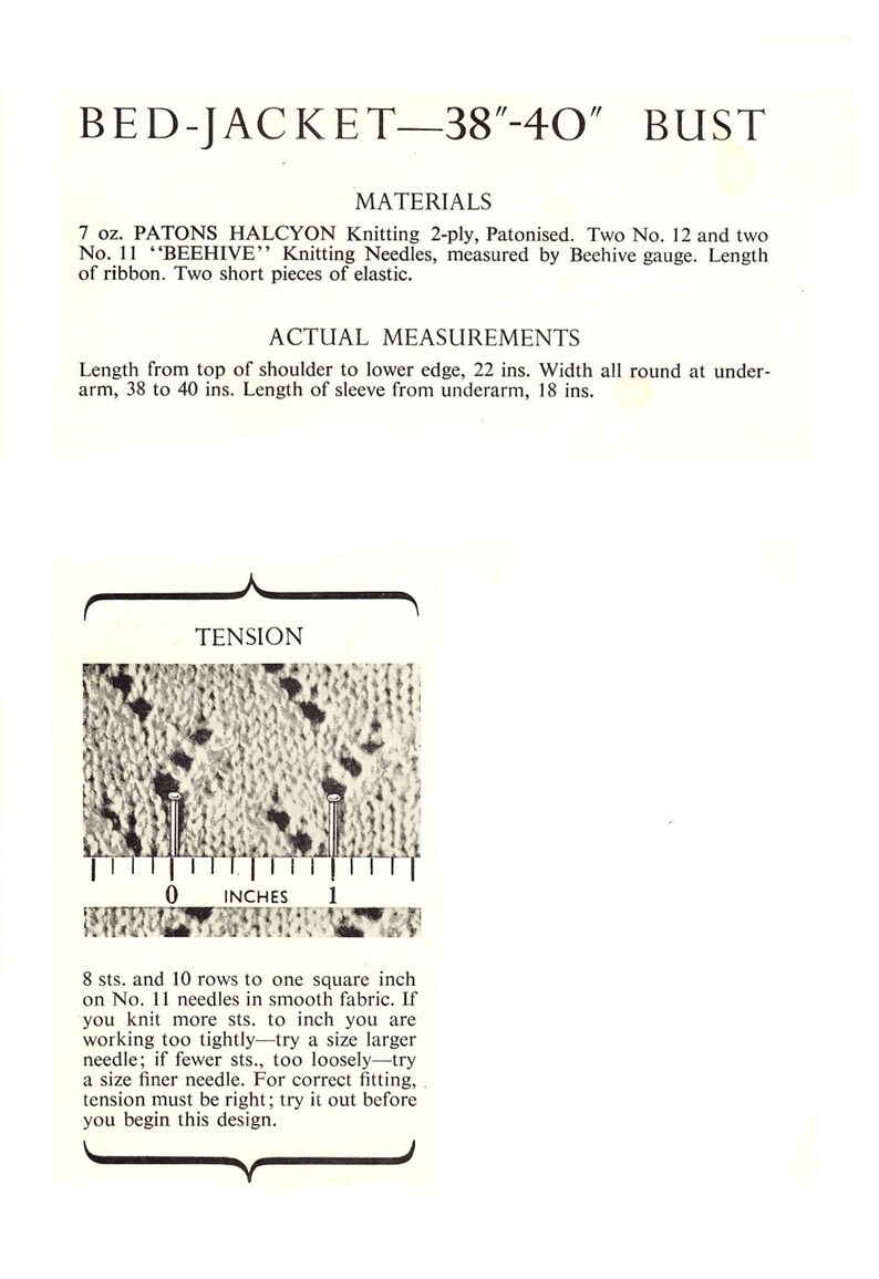 Vintage Bed Jacket Knitting Pattern in PDF Instant Download Version ...