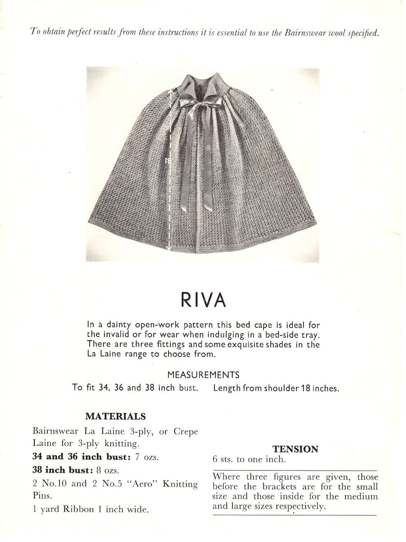 Vintage Yellow Bed Cape Knitting Pattern in PDF Instant - Etsy