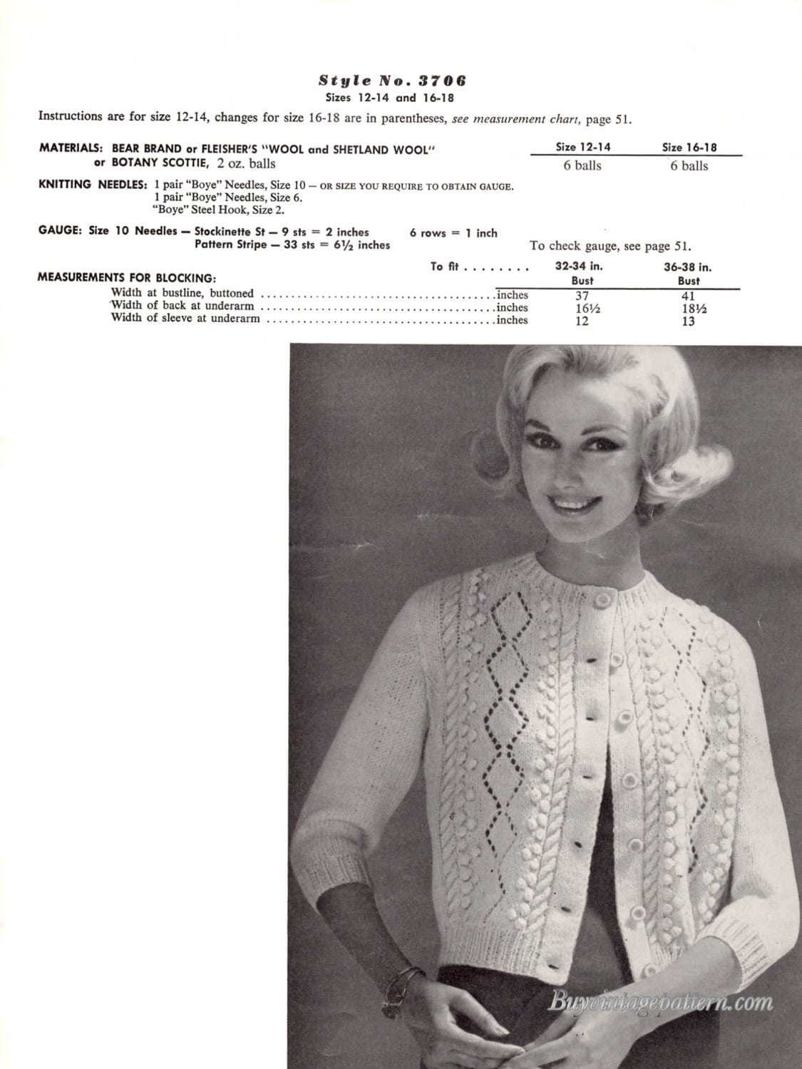 Vintage Cardigan Knitting Pattern in PDF Instant Download Version - Etsy