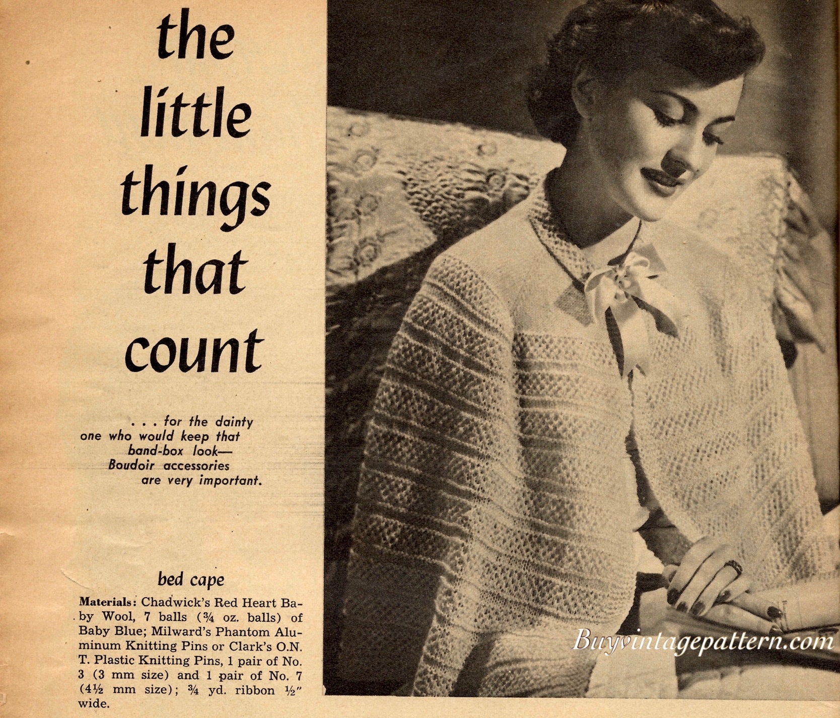 Vintage Lady’s Bed Cape Knitting Pattern in PDF Instant Download ...