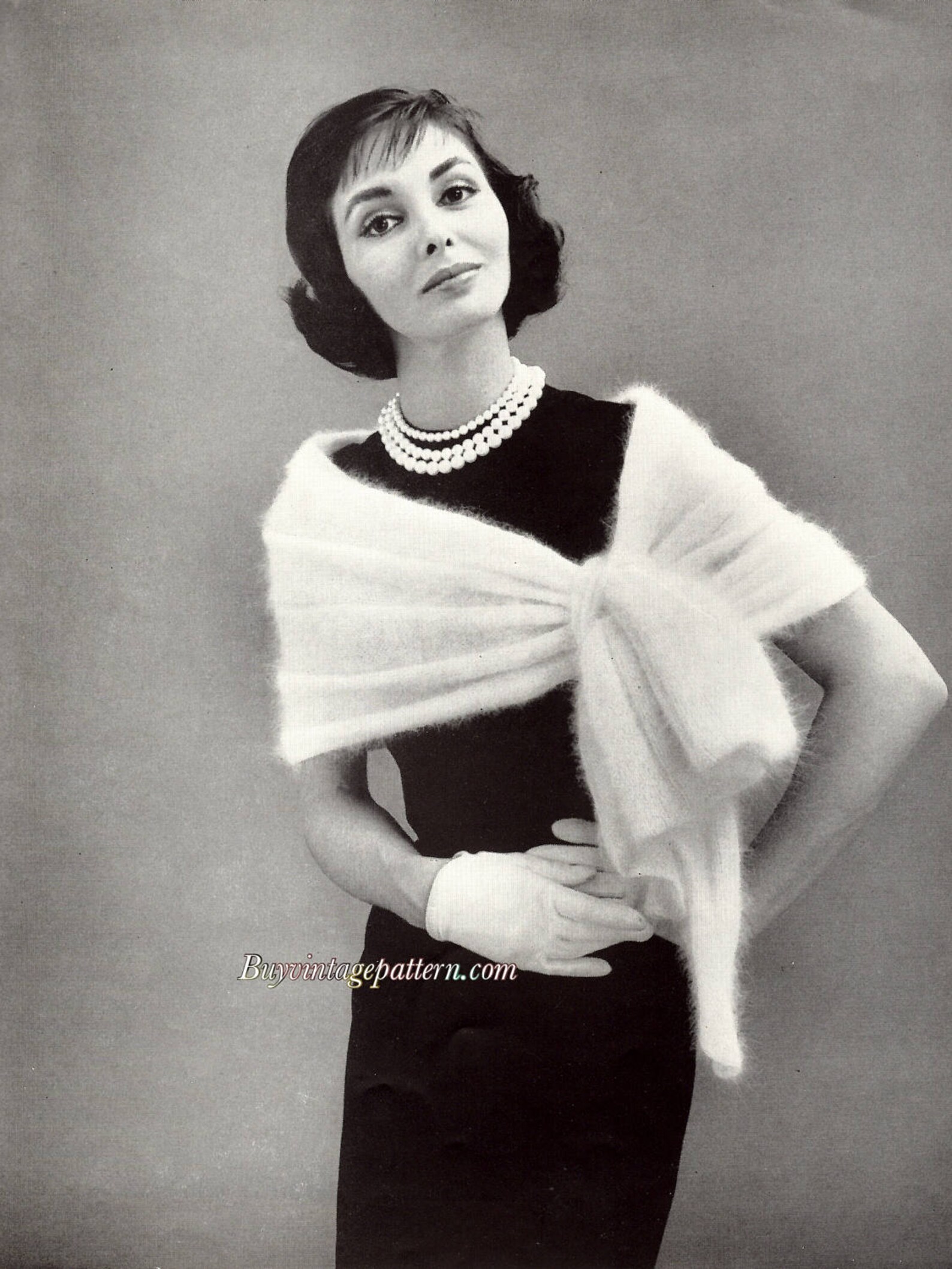 Vintage French Angora Wedding Wrap Around Knitting Pattern in PDF ...