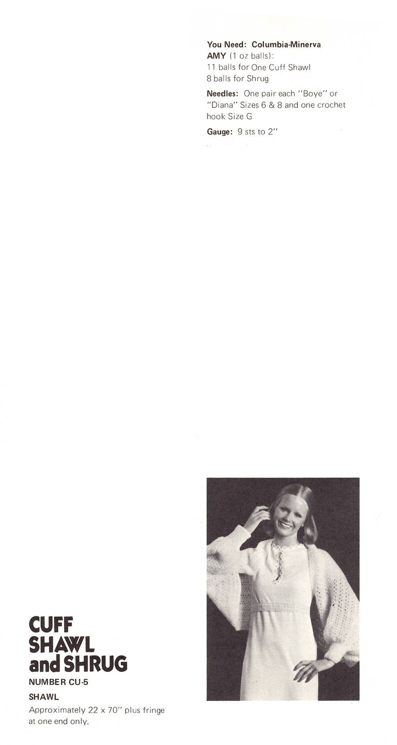 Vintage Cuff Shawl and Shrug Knitting Pattern in PDF Instant Download ...