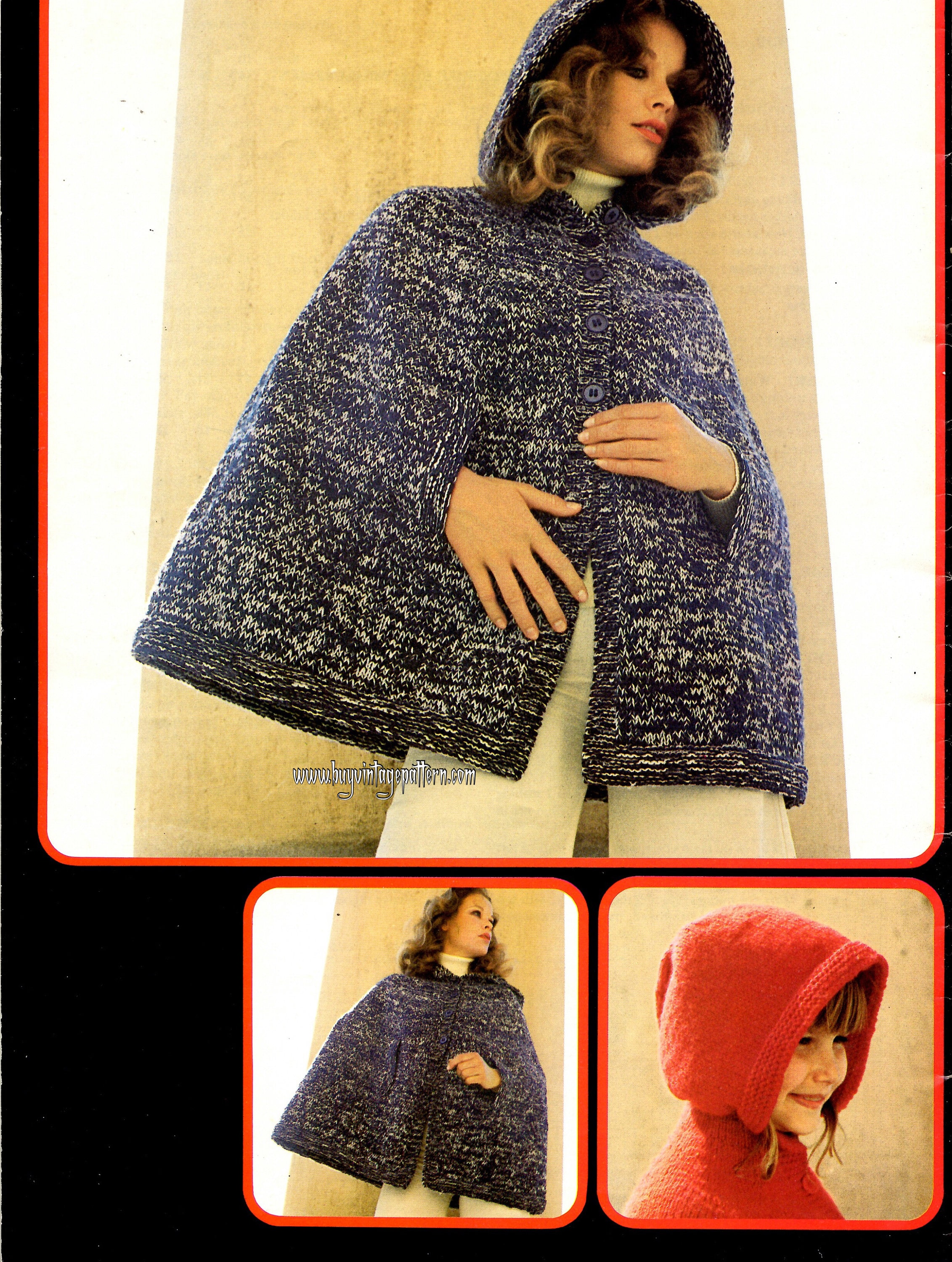 Vintage Little Red Riding Hood and Teed Capes Knitting Patterns in PDF ...