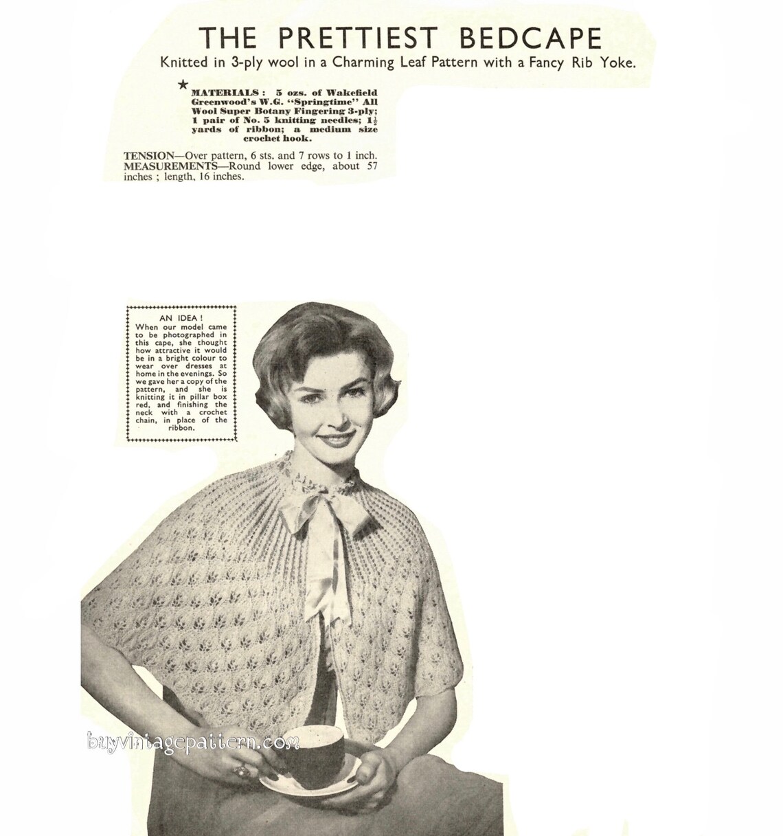 Vintage Bed Cape Knitting Pattern in PDF Instant Version , PDF ...