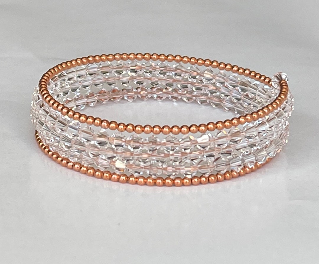 Memory Wire Wrap Bracelet Crystal With Copper, Gold or Silver - Etsy