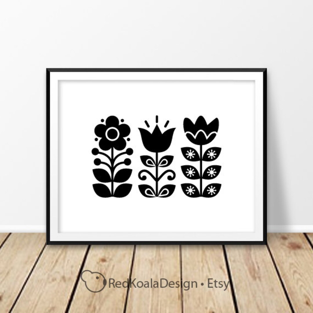 Scandinavian Modern, Flowers Print, Swedish Print, Nordic Decor, Modern ...