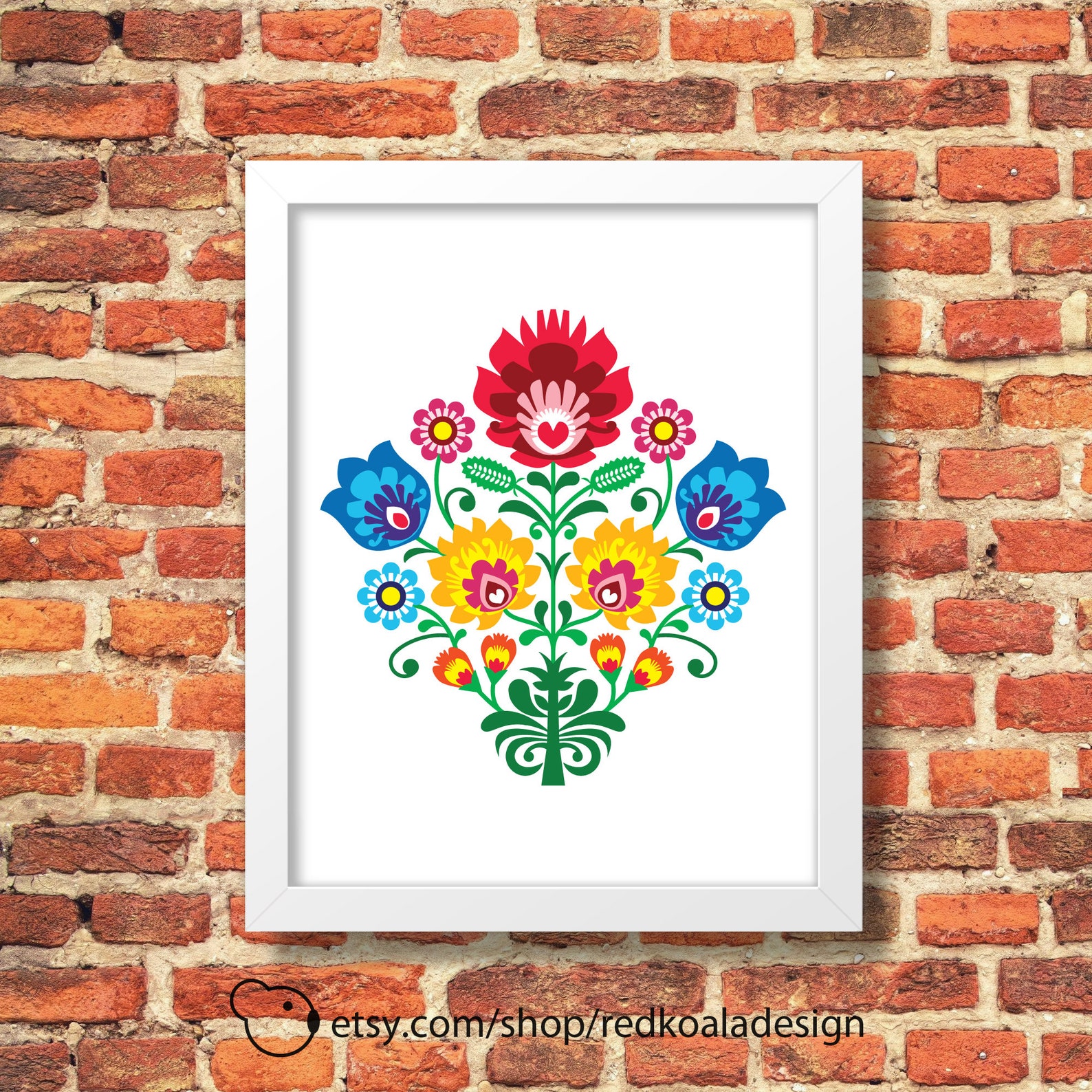 Folk Art Print Polish Pattern Floral Wall Art Flower Art - Etsy