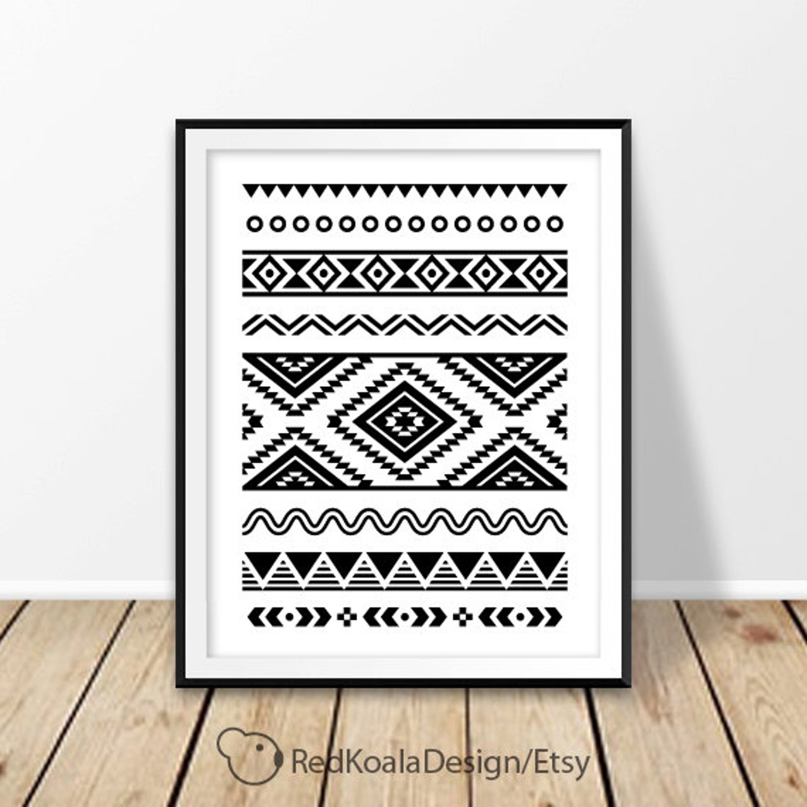 Geometric Printable Digital Artwork Tribal Art Black and - Etsy