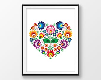 Folk Art Heart | Etsy