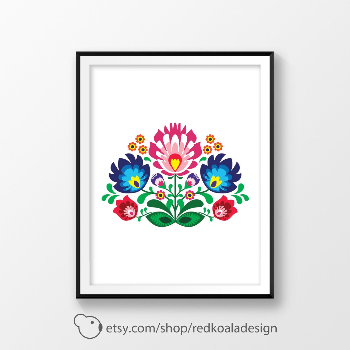 Digital Print Living Room, Flower Prints Wall Art, Folk Art Patterns ...