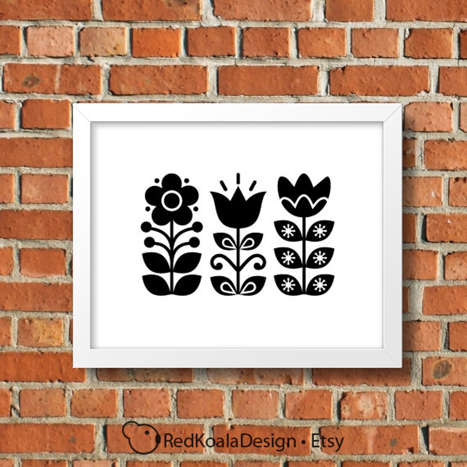 Scandinavian Modern Flowers Print Swedish Print Nordic | Etsy