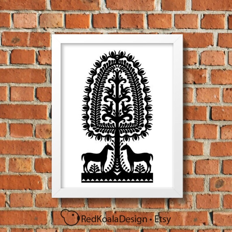 Digital Wall Art, Polish Folk Art Print, Poland, Horse Wall Decor ...