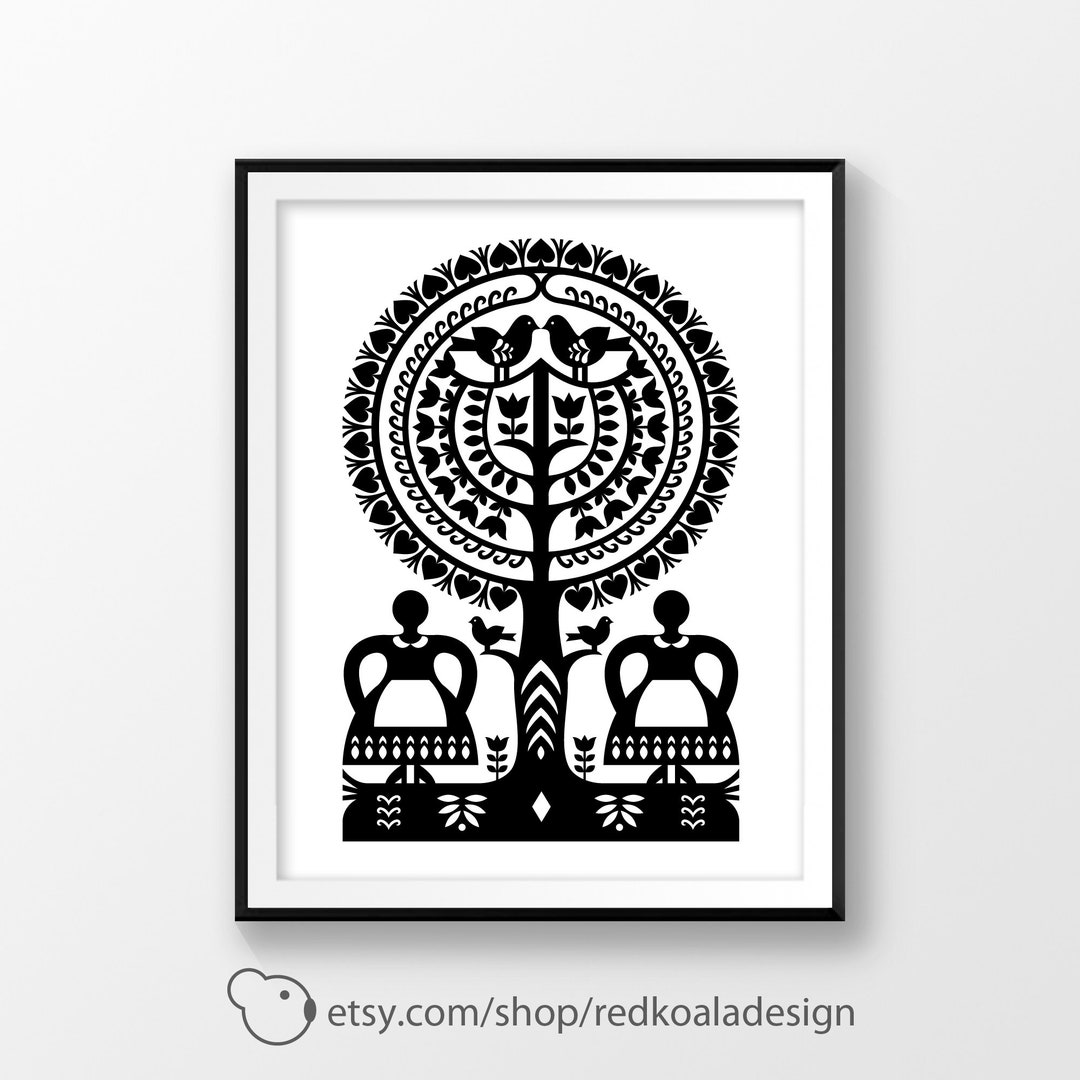 Poster Printable, Polish Folk Print, Poland Pattern, Black Digital ...