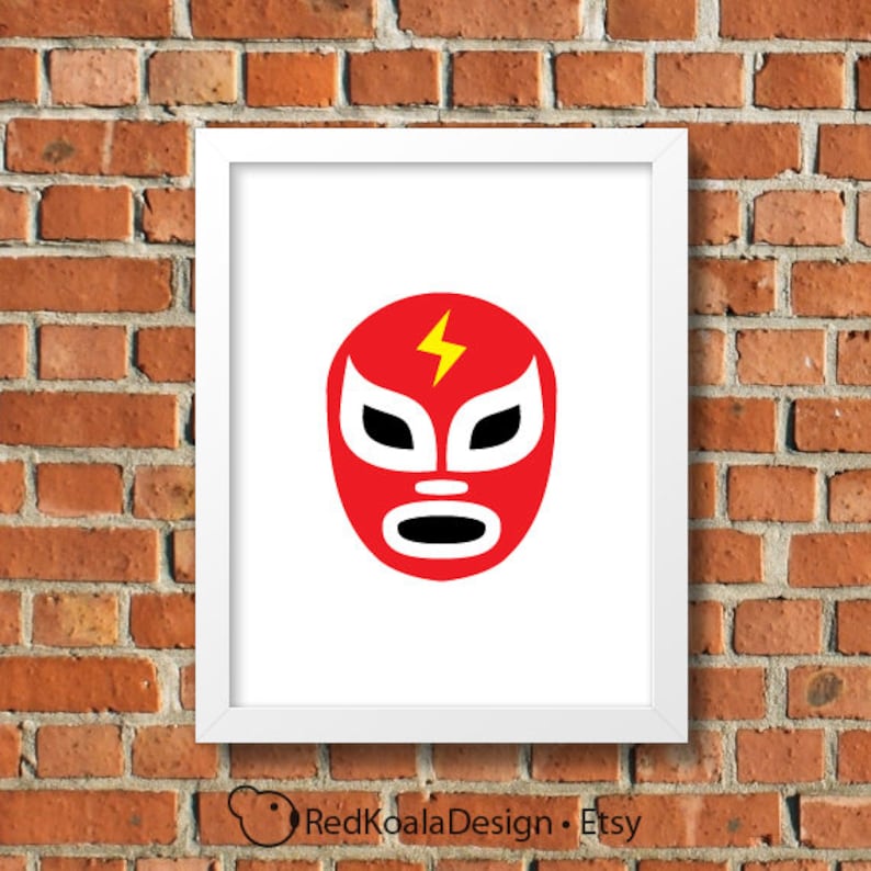 Luchador Mask Print, Lucha Libre Print, Digital Prints, Mexico Decor ...