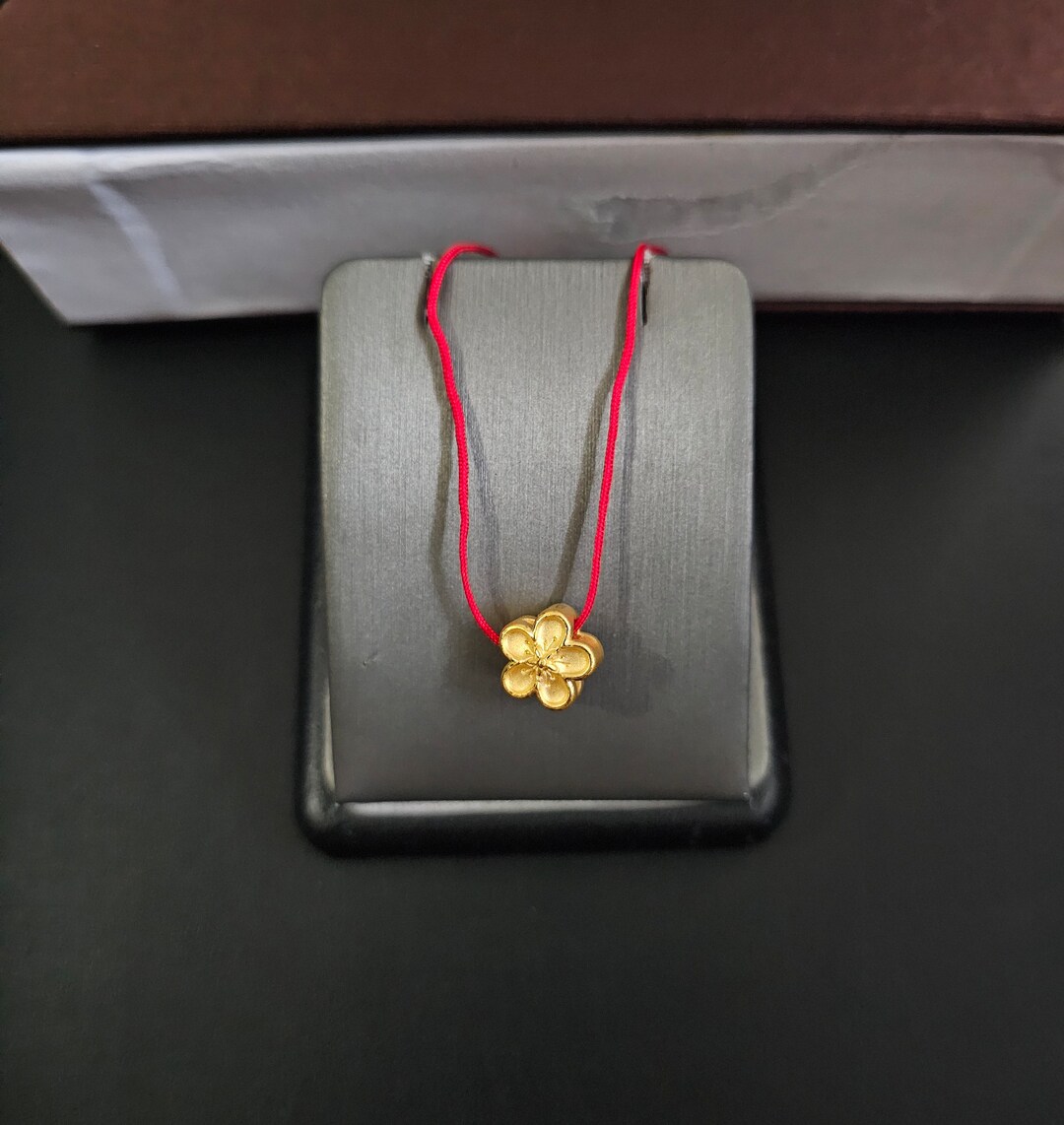 24k Gold Adjustable Red String Necklace - Etsy