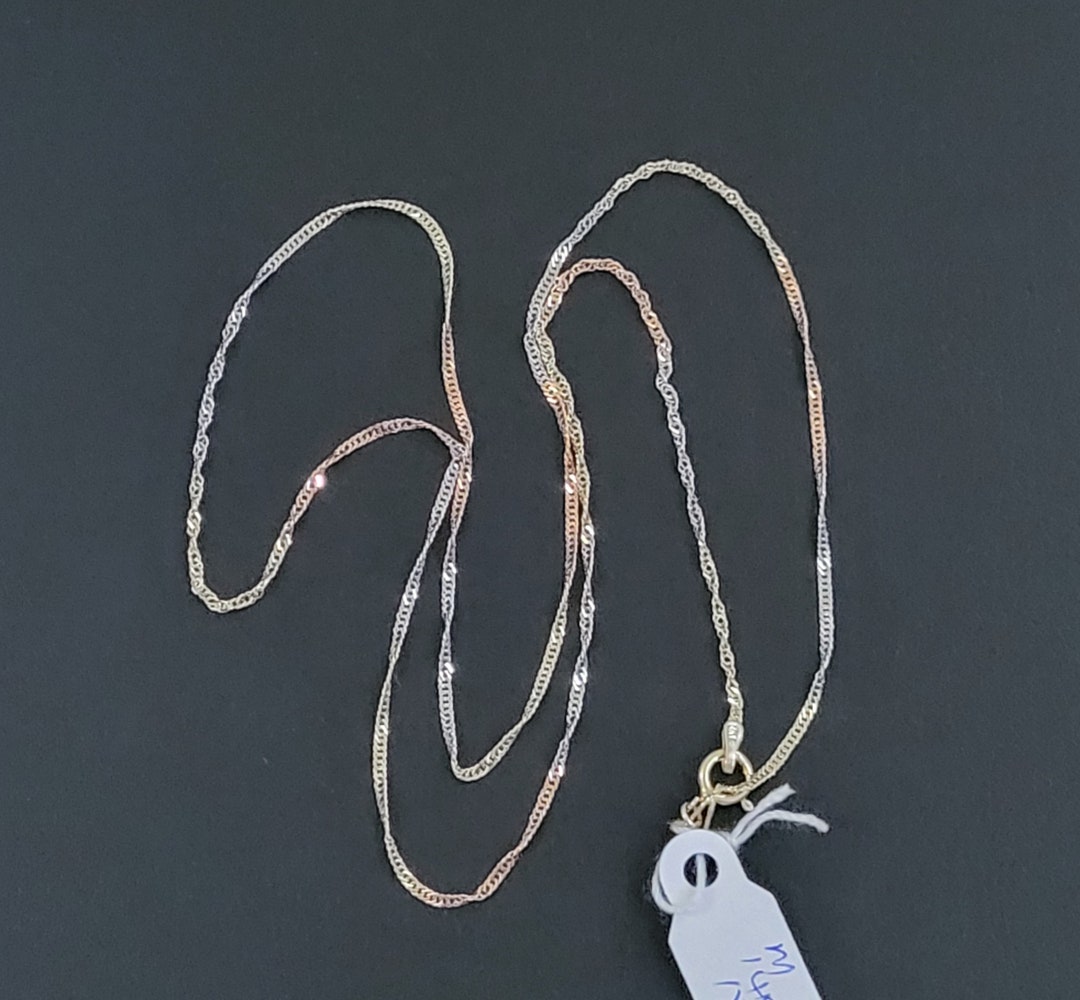 14k Gold Tri Color Necklace 18 Inch - Etsy