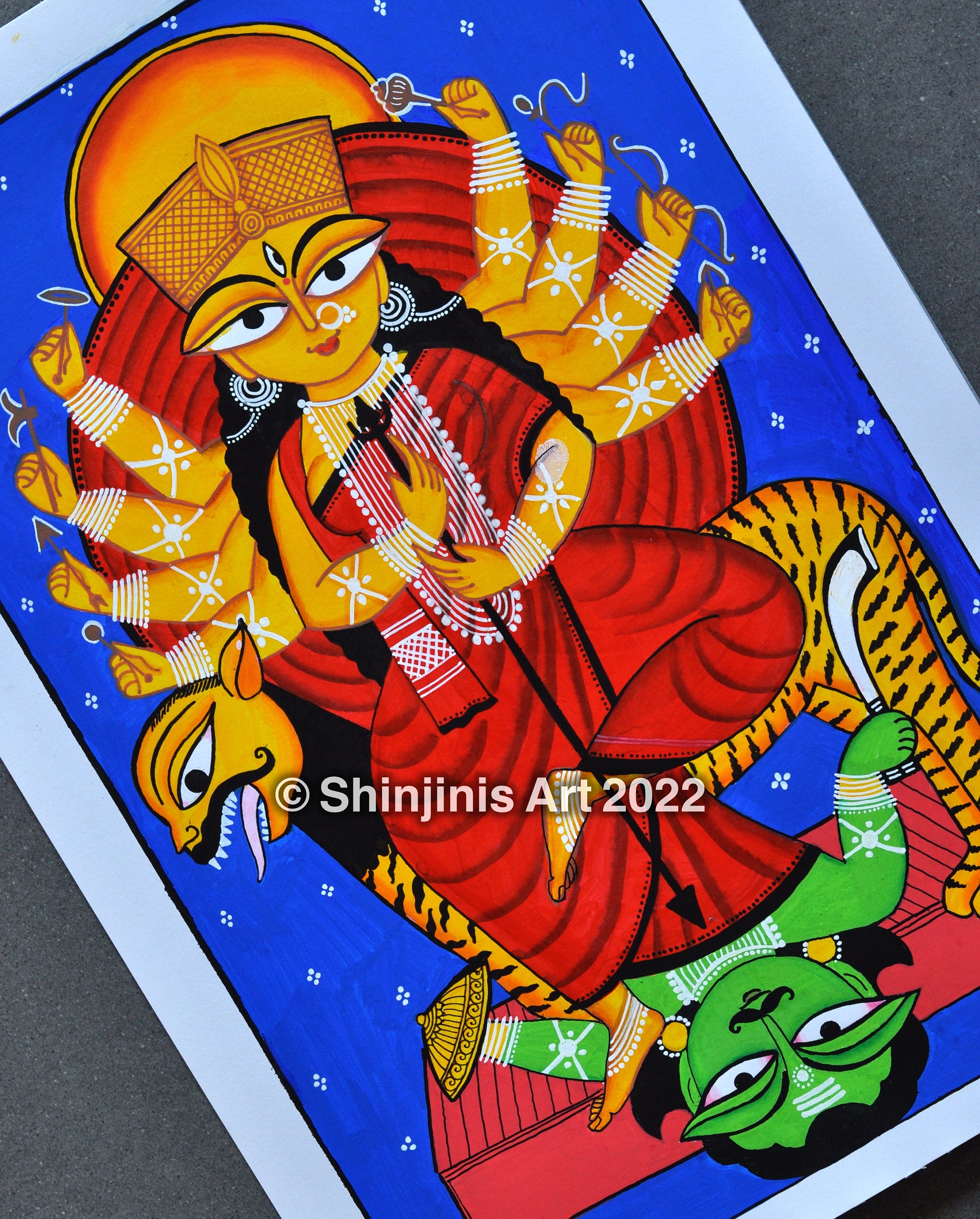 Durga (indian Pattachitra Style Folk Art) - Etsy