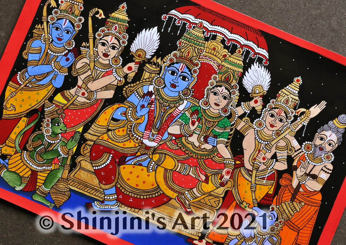 Buy Shri Ram Darbaar indian Kalamkari Folk Art Online in India - Etsy