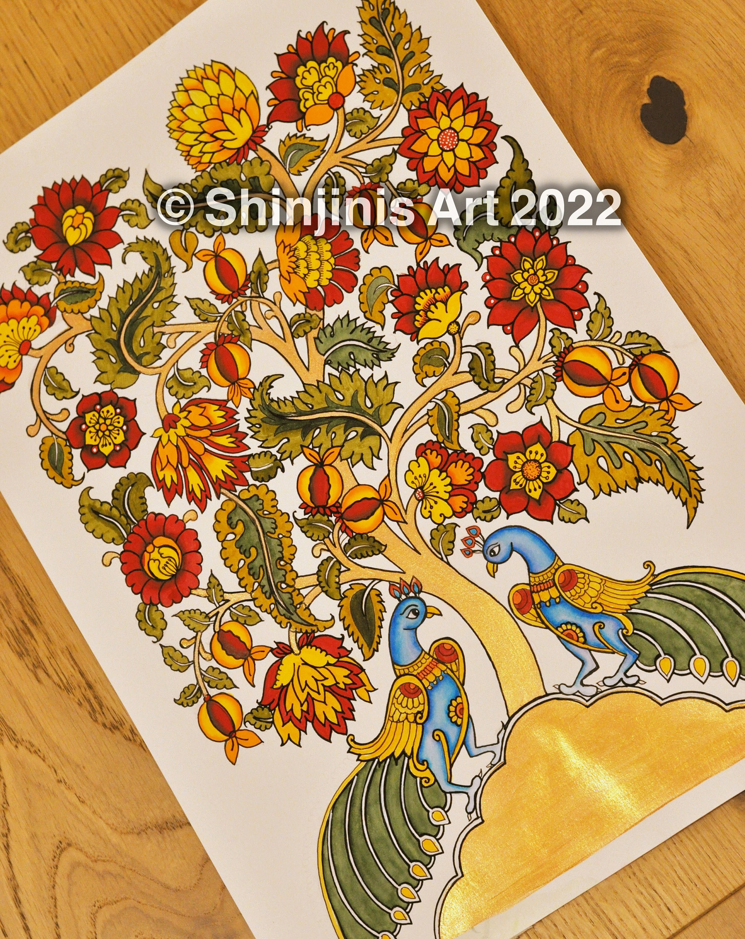 Tree of Life With Peacocks (indian Folk Art Kalamkari ) - Etsy