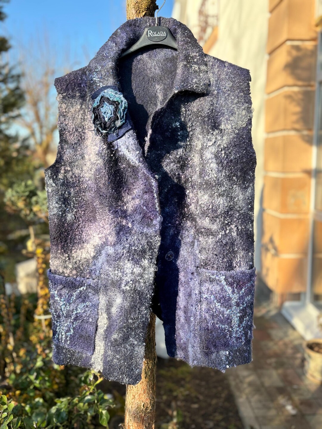 Felted Wool Vest Waistcoat With Natural Curls, Women's Woolen ...