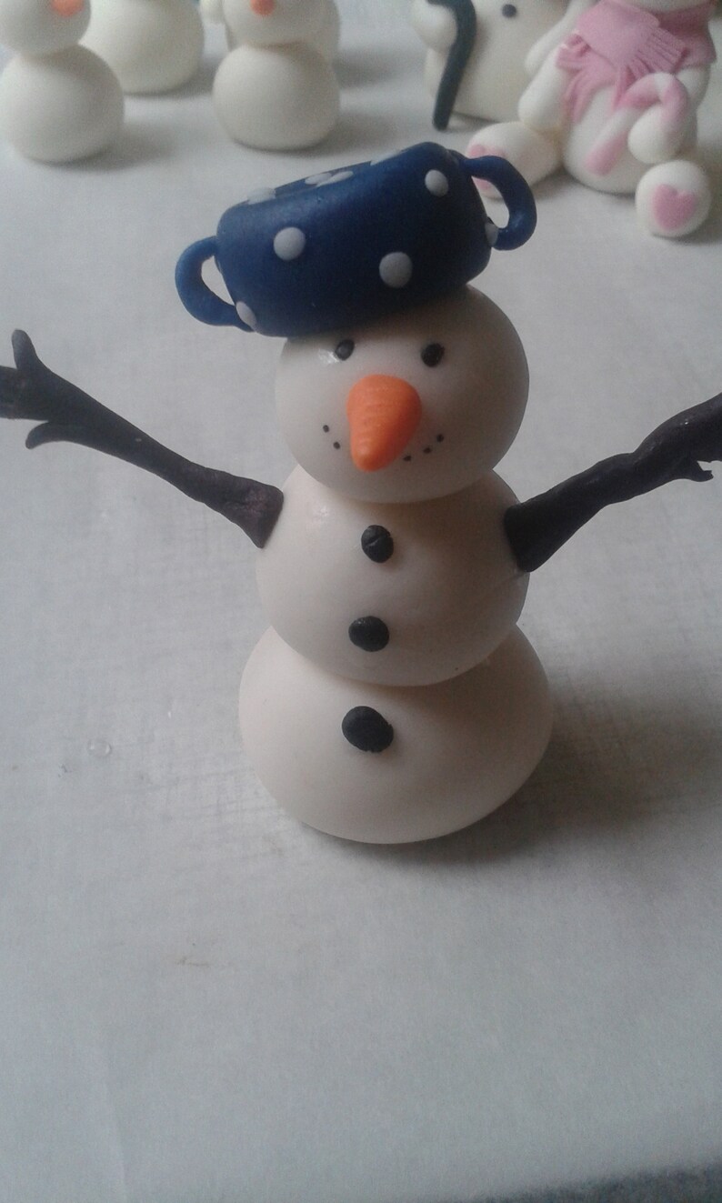 Snowman Fondant Cake Topper Mr. Snowman Baby Girl Snowman Retro Snowman ...