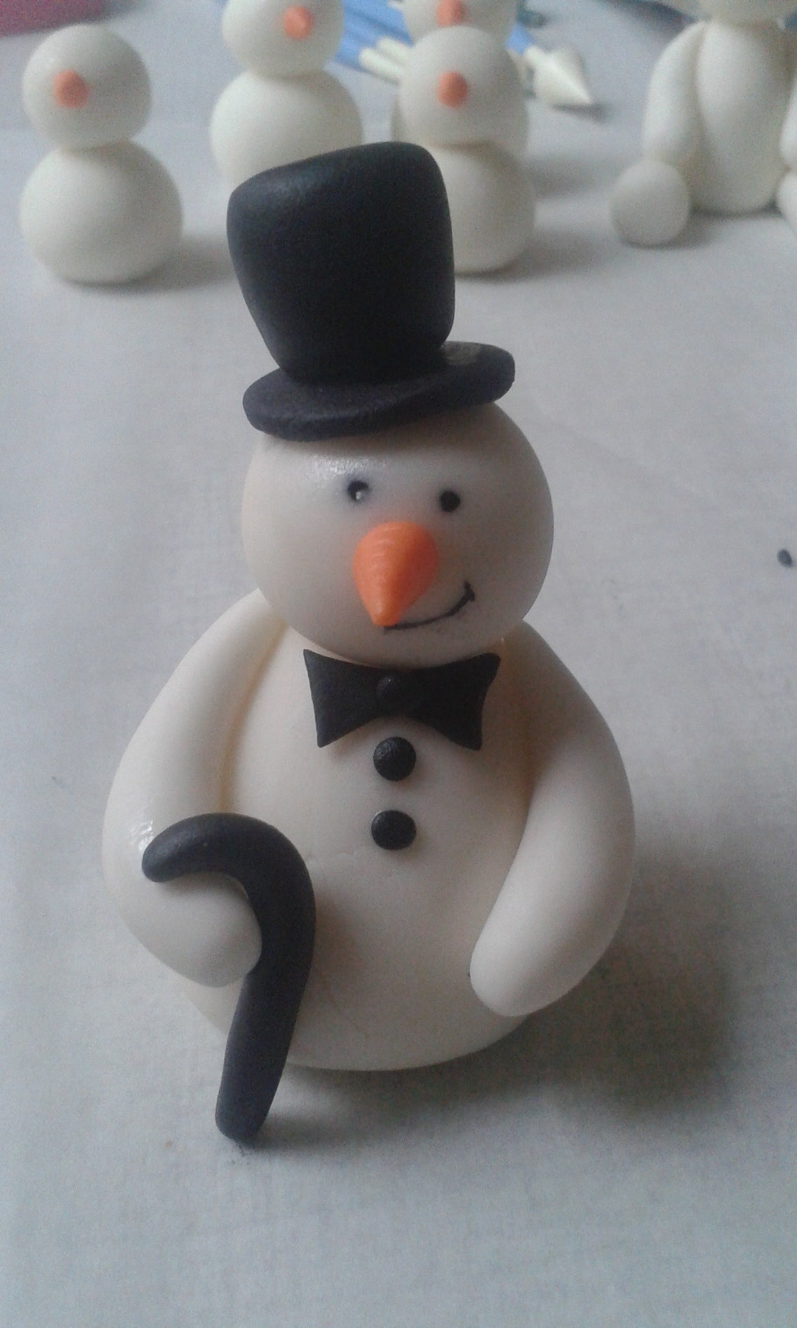 Snowman Fondant Cake Topper Mr. Snowman Baby Girl Snowman Retro Snowman ...