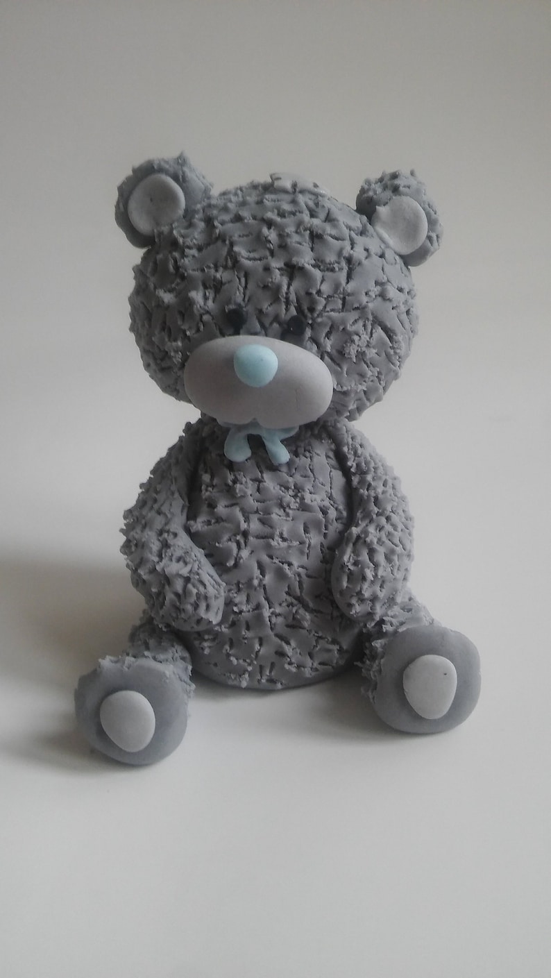 Cute Teddy Bear Fondant Cake Topper First Birthday Toppers Baby Shower ...