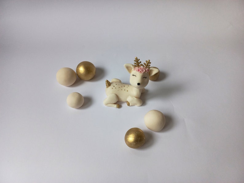 White Deer Fondant Cake Topper With Gold Accents | Handcrafted Wildlife ...