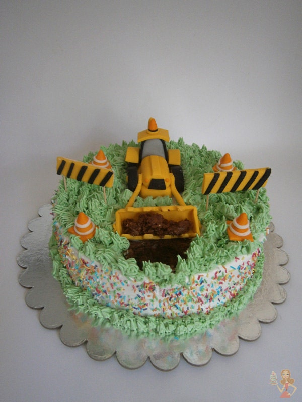 Builder Construction Worker Cake Topper Fondant Digger Construction ...