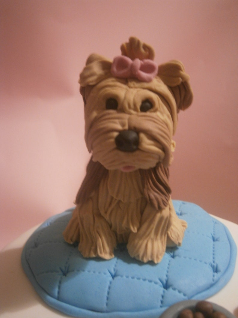 Yorkie Cake Topper Fondant Toppers Cute Dog Cake Topper Yorkshire ...
