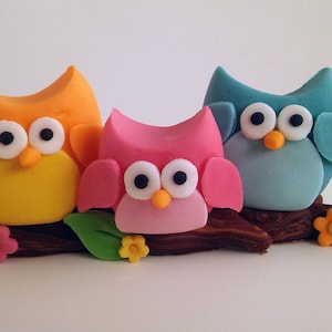 Owl Cake Toppers, Fondant Cake Toppers, Cake Decoration, Cake Topper ...