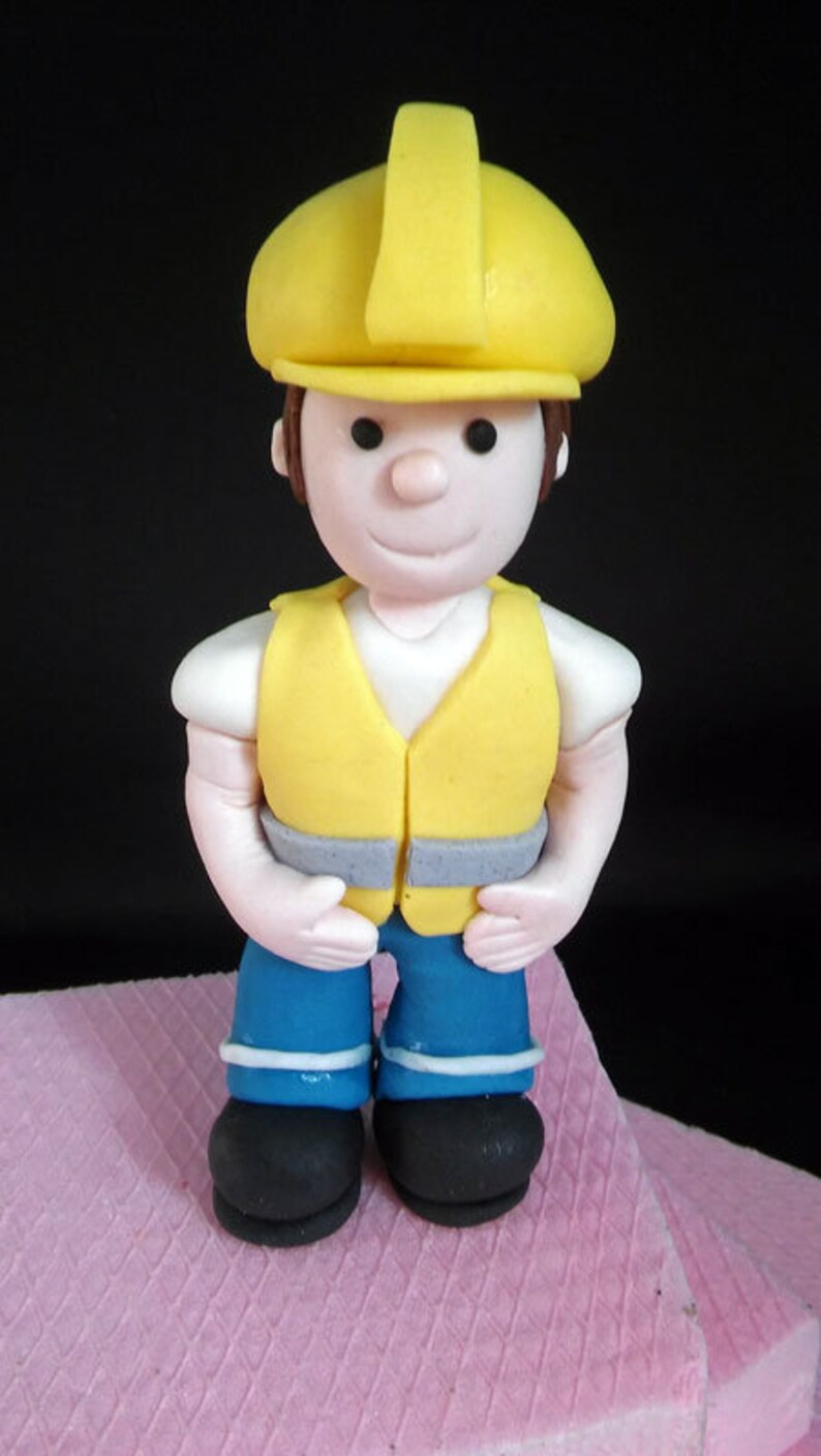 Builder Construction Worker Cake Topper Fondant Digger | Etsy
