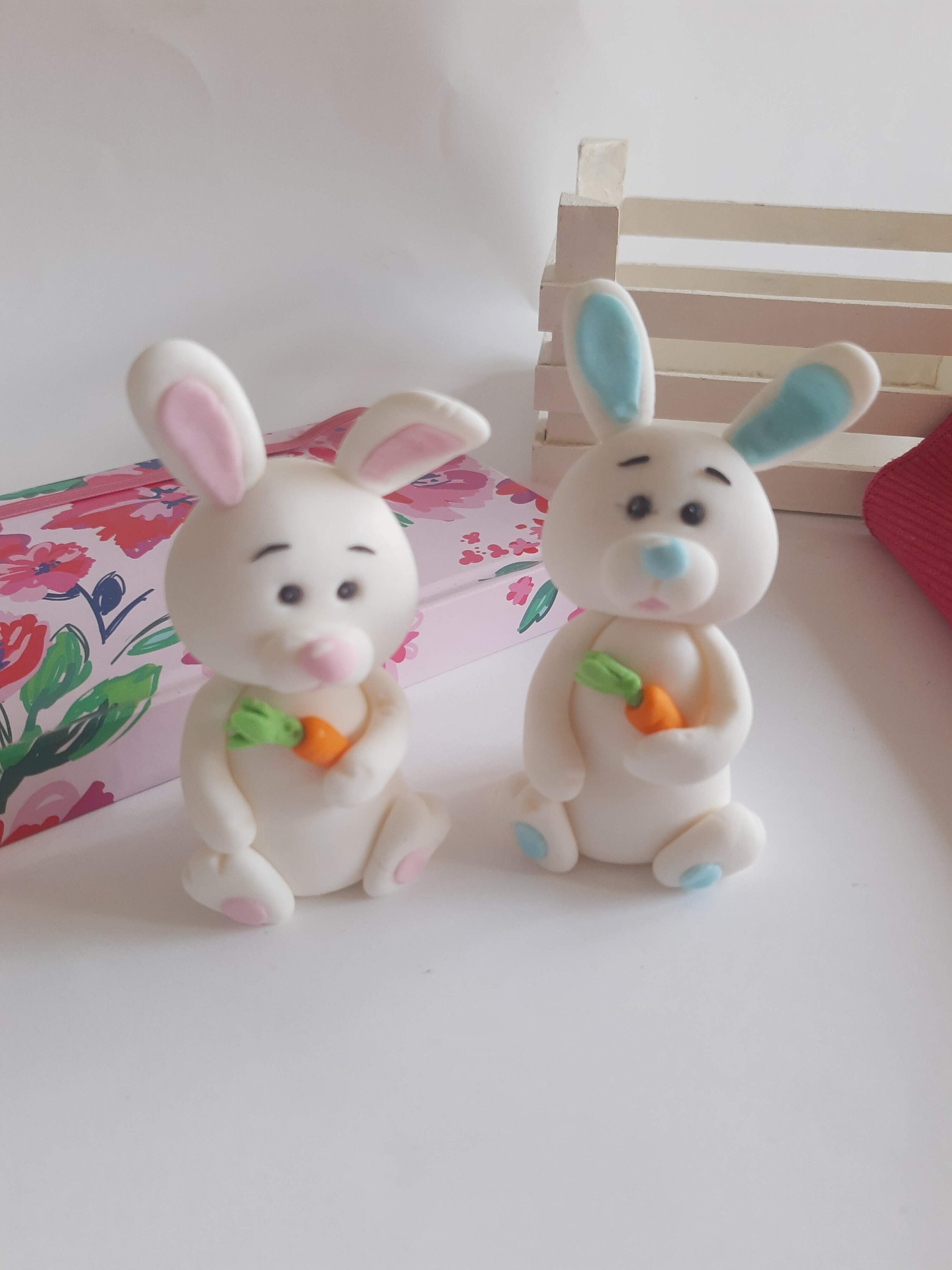 Easter Bunny Cake Topper Cute Baby Rabbit Fondant Topper Animal Themed ...