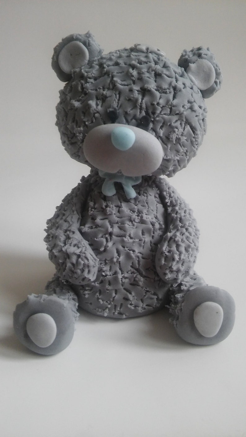 Cute Teddy Bear Fondant Cake Topper First Birthday Toppers Baby Shower ...